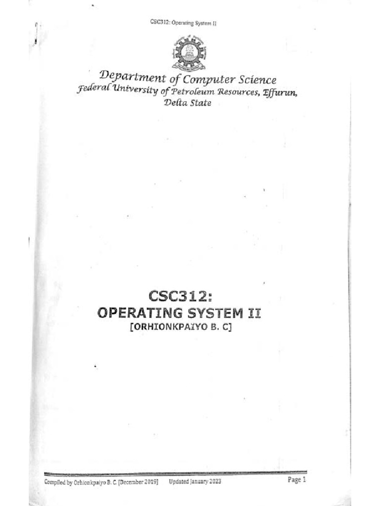 CSC 312 Material - OS-compressed | PDF