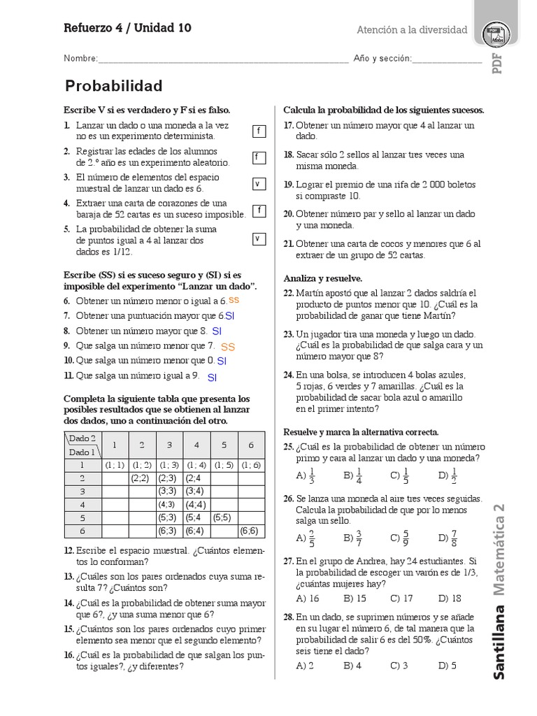 Probabilidad al lanzar un dado | PDF | Probabilidad