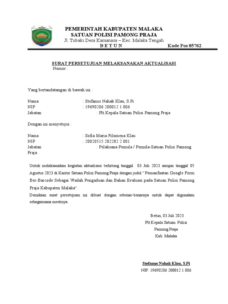 surat persetujuan | PDF