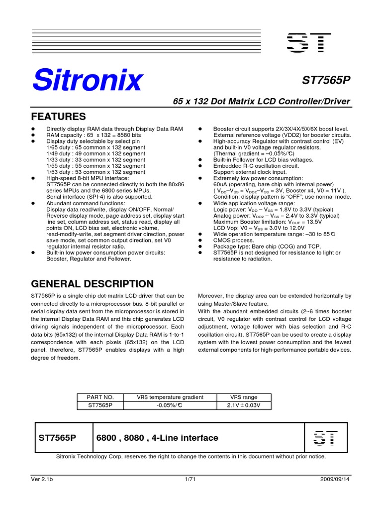 ST7565P | PDF | Microprocessor | Liquid Crystal Display