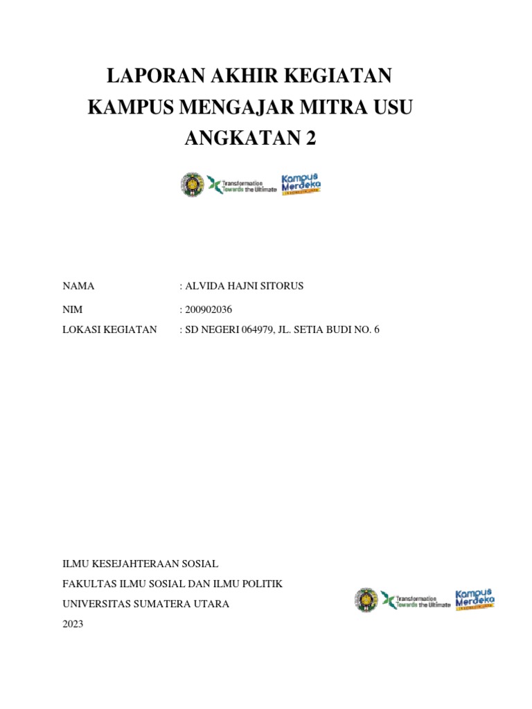 Alvida Hajni Sitorus - 200902036 - Laporan Akhir Kegiatan Kampus Mengajar Mitra Usu Angkatan 2 | PDF