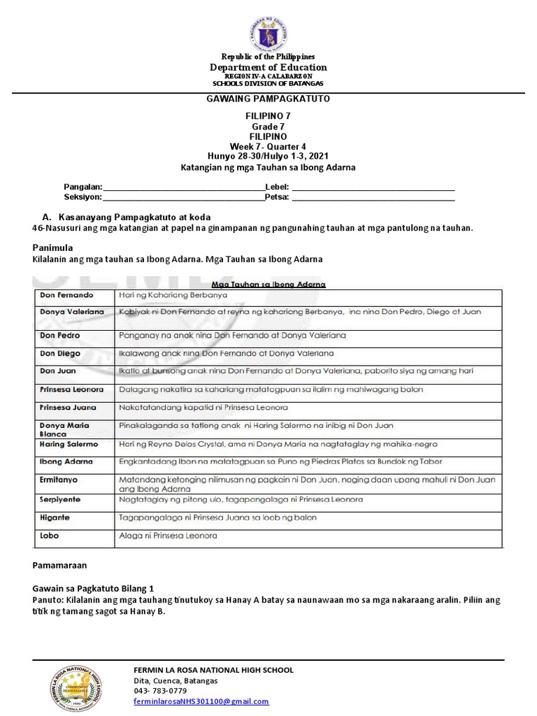 LAS Filipino 7 4th-Quarter Week7 | PDF