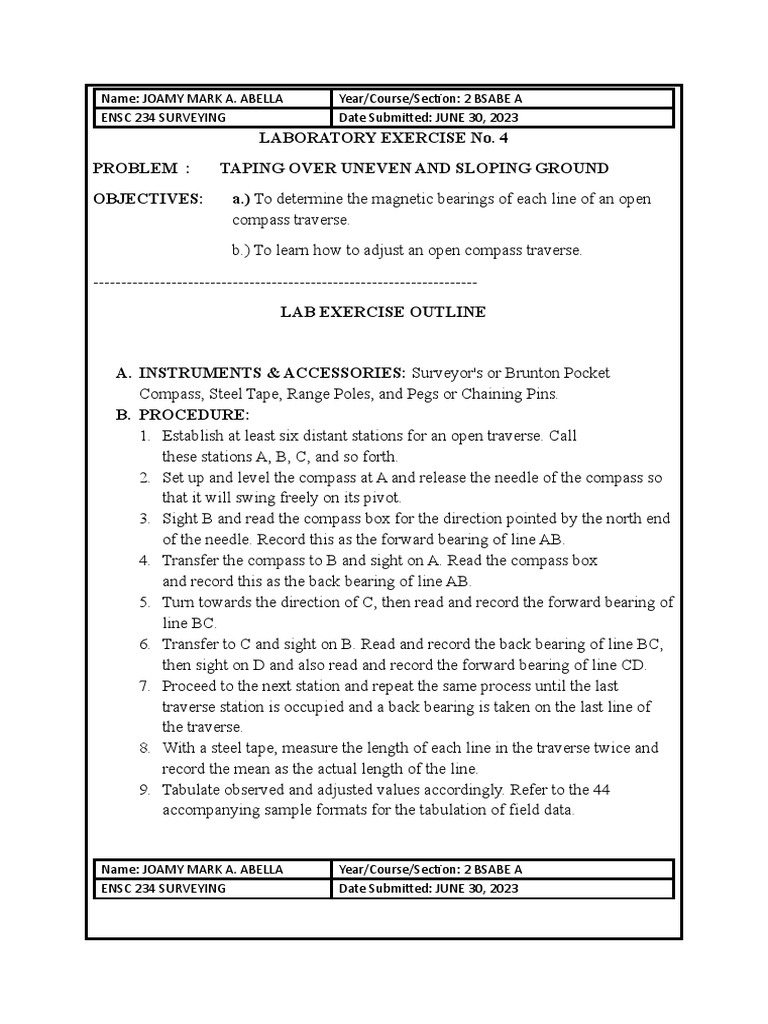 Lab 4 | PDF | Compass | Surveying
