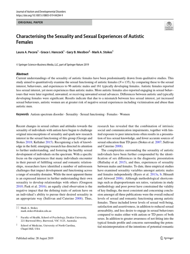 Characterising The Sexuality And Sexual Experiences Of Autistic Pdf