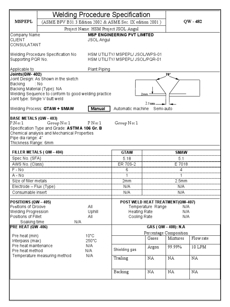 Welding Procedure Specification | PDF | Construction | Welding