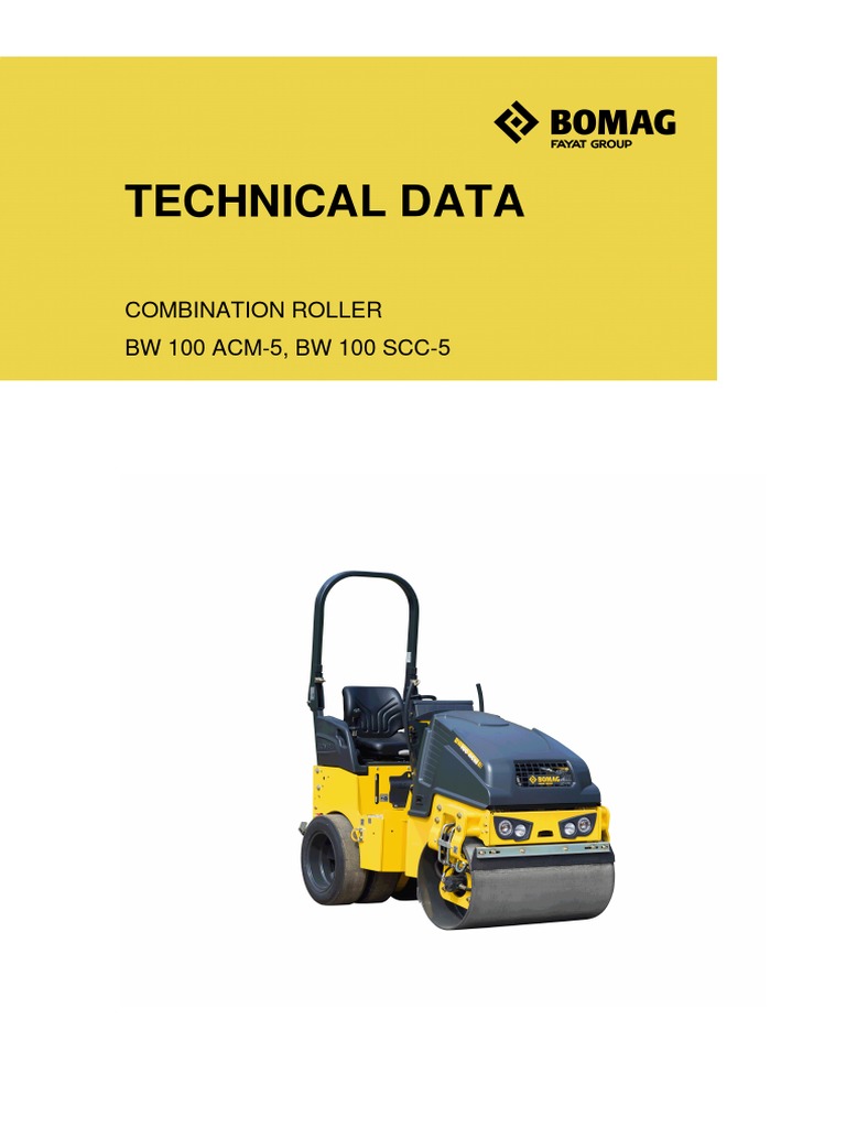 Bomag BW 100 Acm-5 Data Sheet | PDF | Horsepower | Vehicles