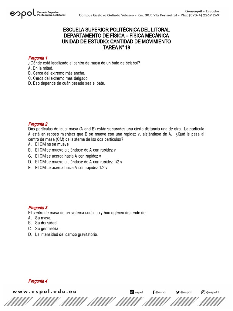 Tarea 18-1 | PDF | Masa | Física