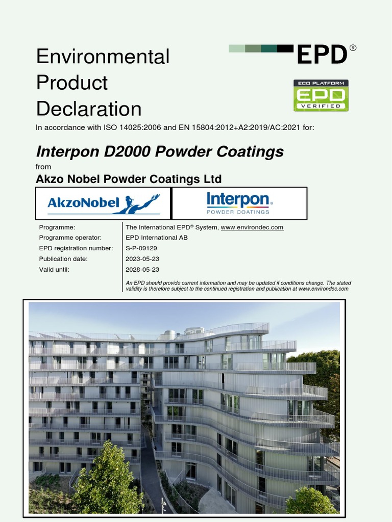 Environmental Product Declaration: Interpon D2000 Powder Coatings | PDF ...