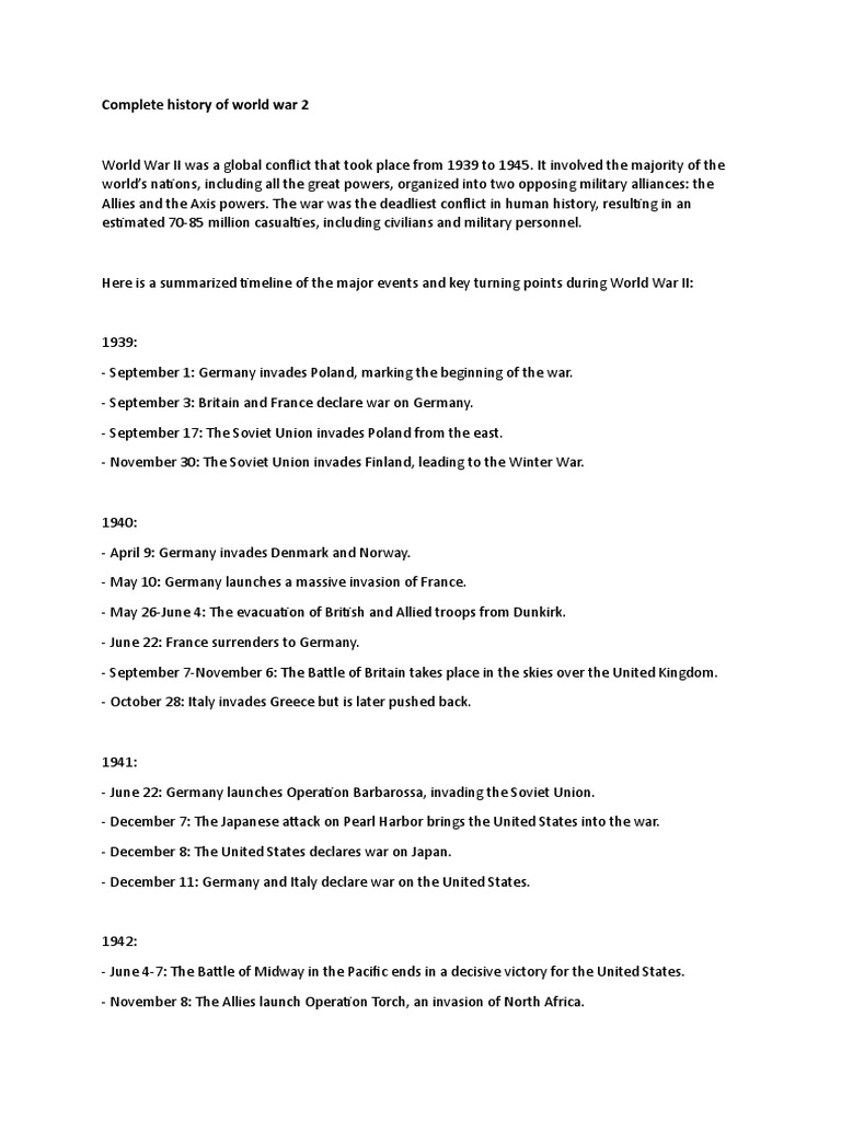 Complete History of World War 2 | PDF | World War II | Allies Of World ...