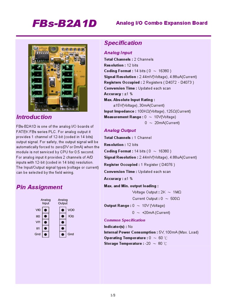FBS - B2a1d | PDF | Input/Output | Analog To Digital Converter