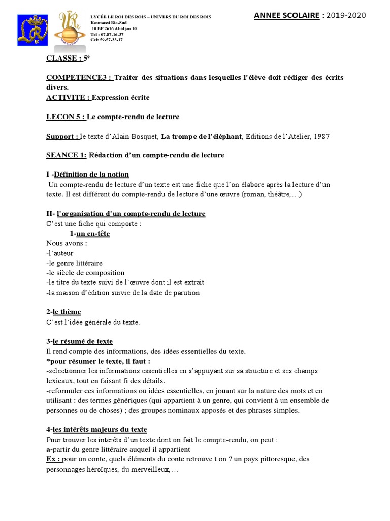 Rédaction d'un compte-rendu de lecture | PDF | Maison et jardin | Poésie