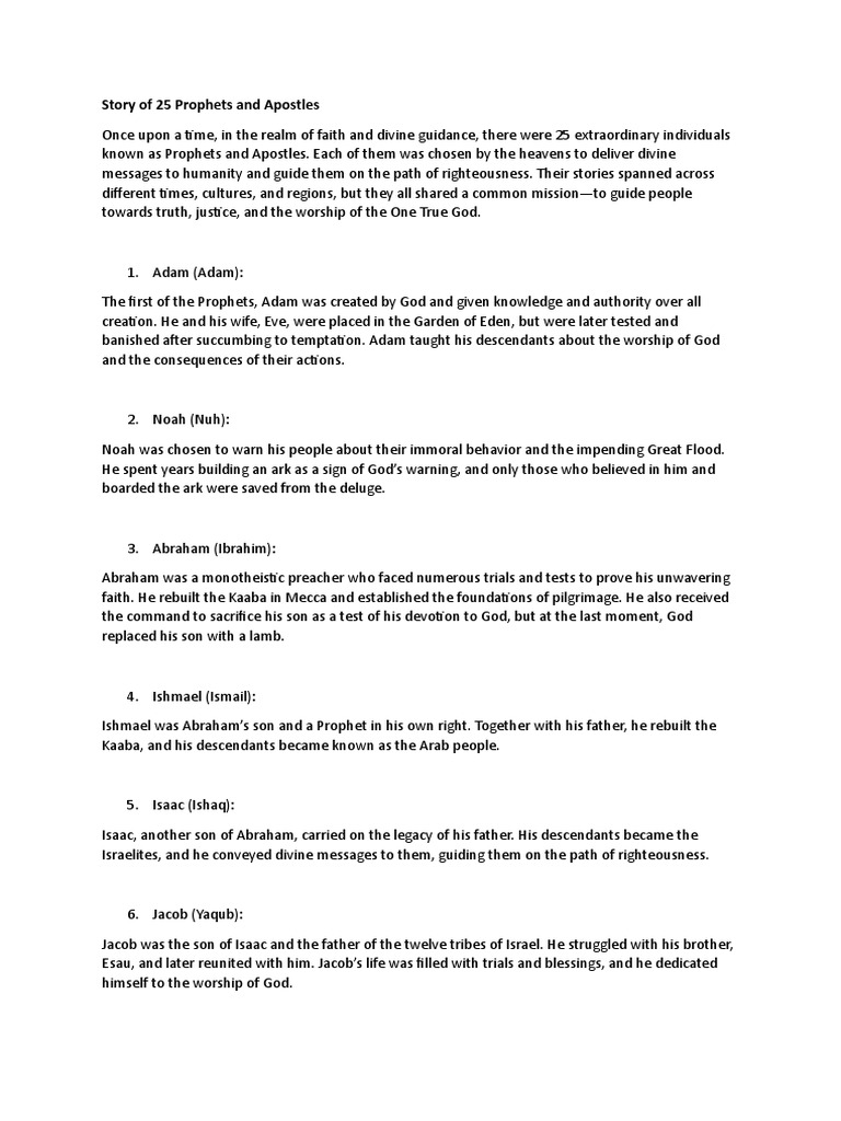 Story of 25 Prophets and Apostles | PDF | Paul The Apostle | Jesus
