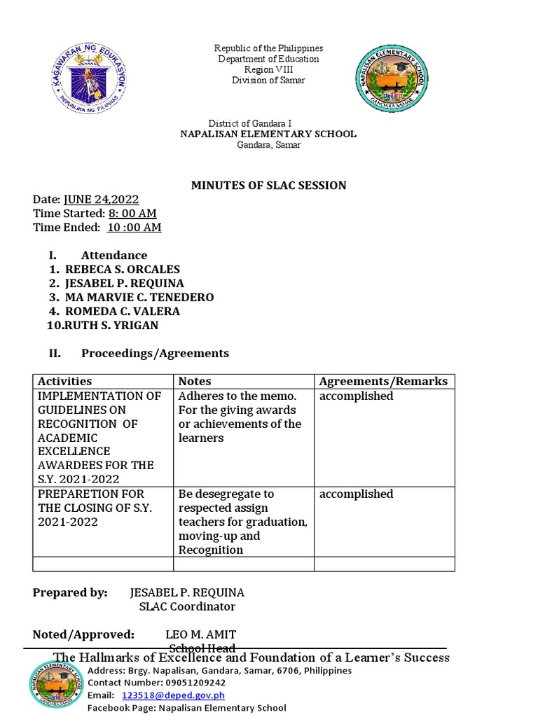 Minutes of Slac 2022-2023 | PDF