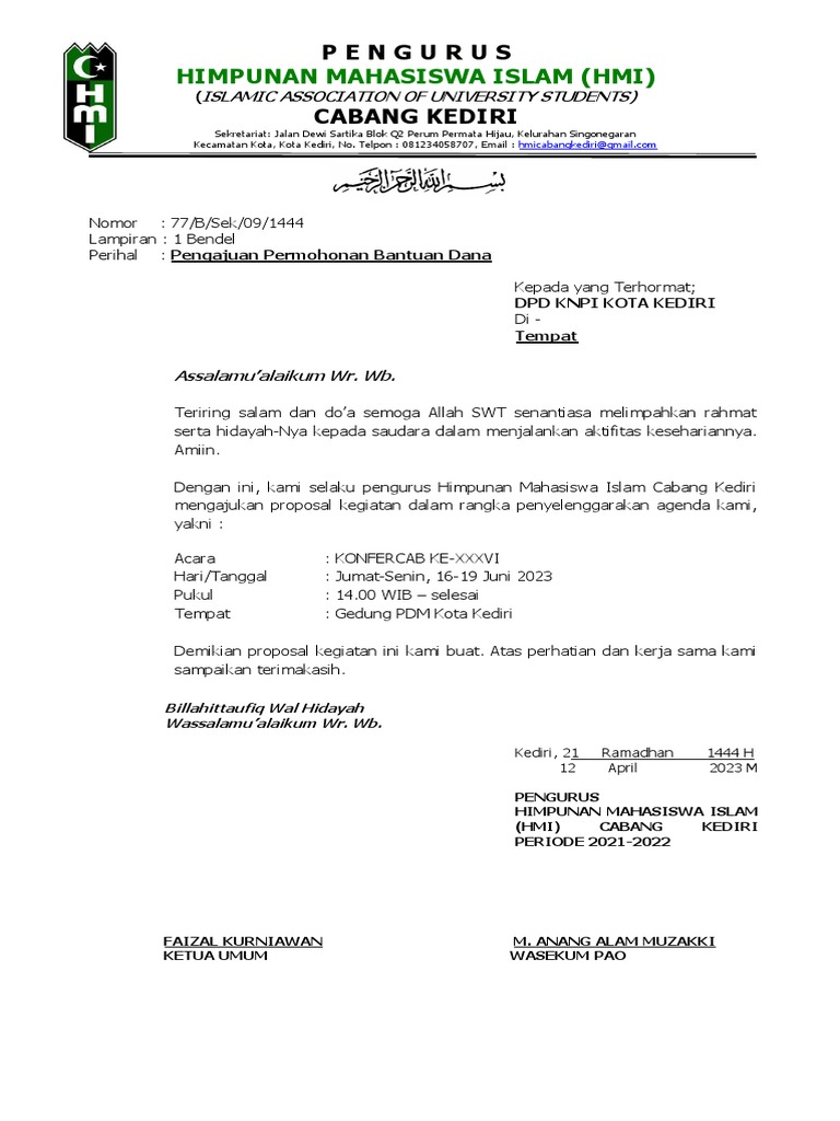 Surat Permohonan Dana Dan Pencairan | PDF