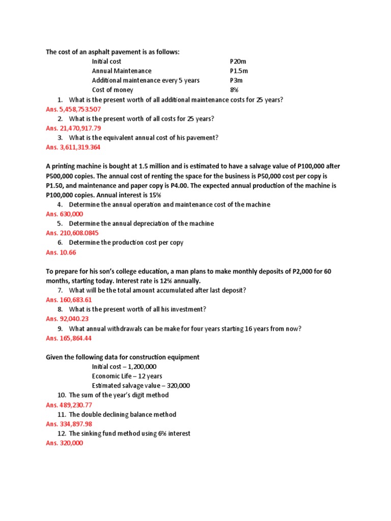 Set of Problems (Econ) | PDF | Depreciation | Interest