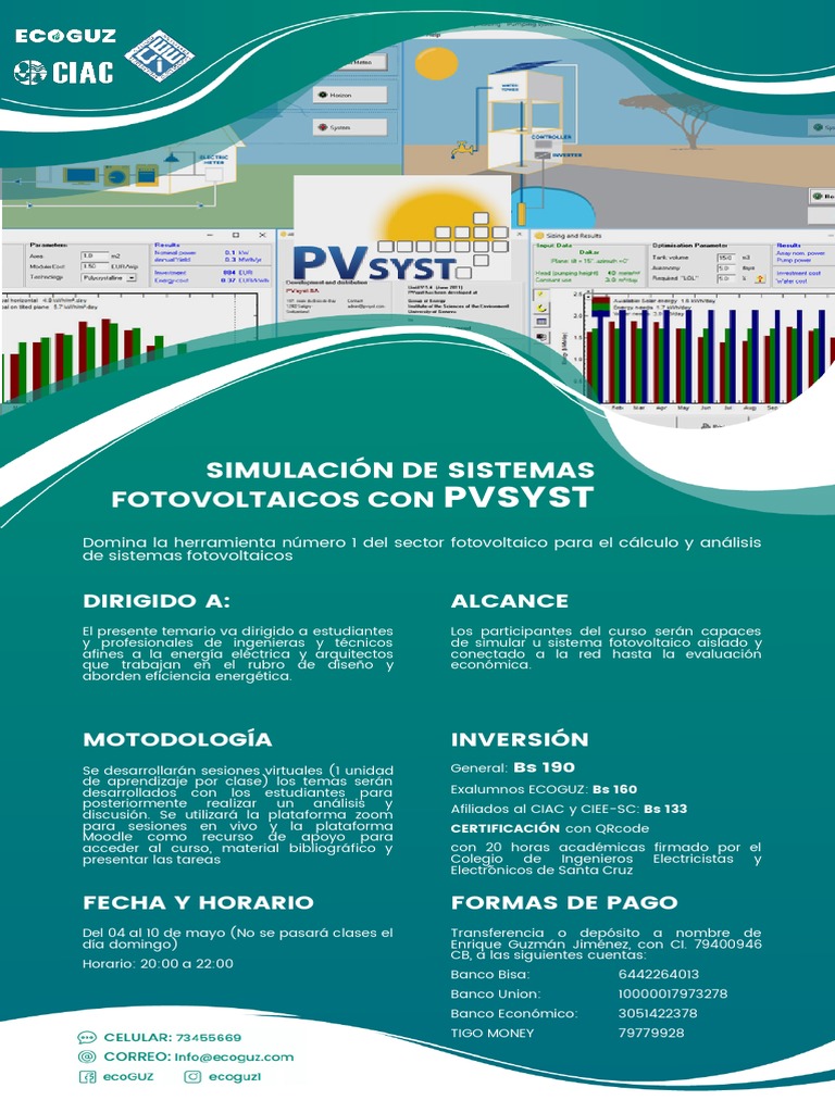 Información Curso PVsyst | PDF | Sistema fotovoltaico | Fotovoltaica