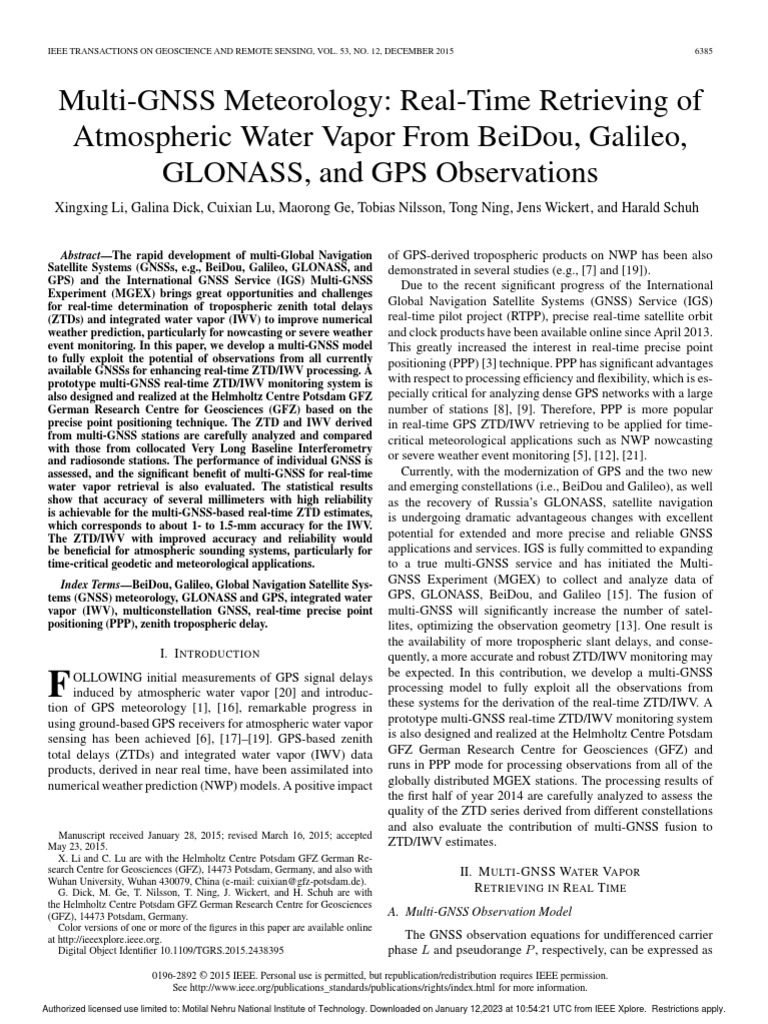 Multi-GNSS Meteorology Real-Time Retrieving of Atmospheric Water Vapor ...