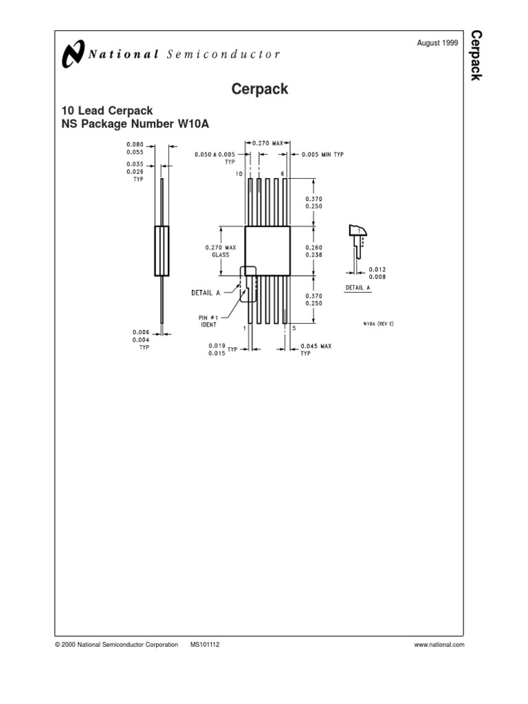 Cerpack: 10 Lead Cerpack NS Package Number W10A | PDF
