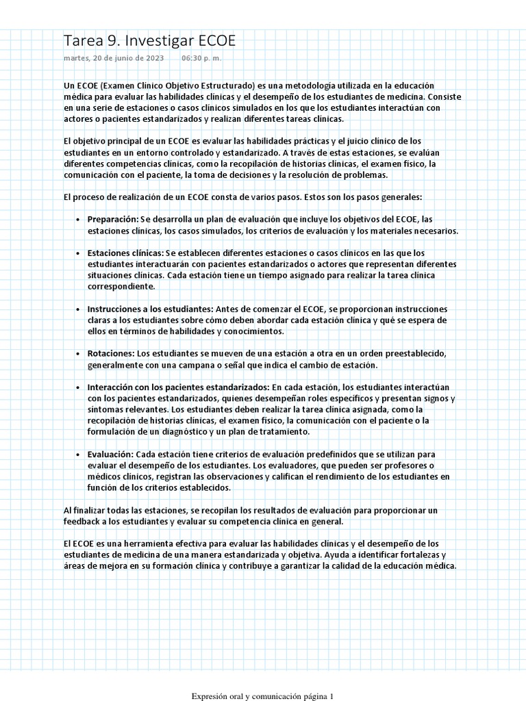 Investigar ECOE | PDF | Evaluación | Examen físico