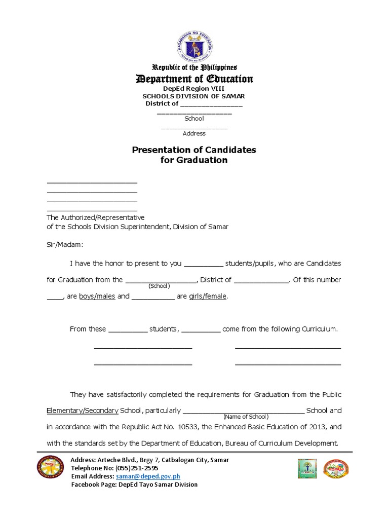 Presentation of Candidates for Graduation | PDF