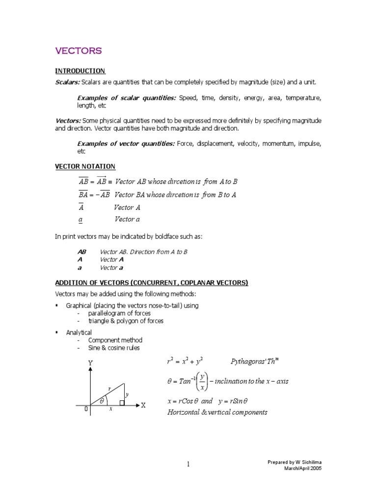 Vectors Pdf Euclidean Vector Velocity