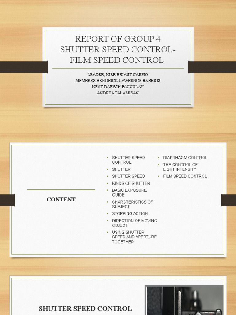 Report of Group 4 Photography | PDF | Shutter (Photography) | Shutter Speed