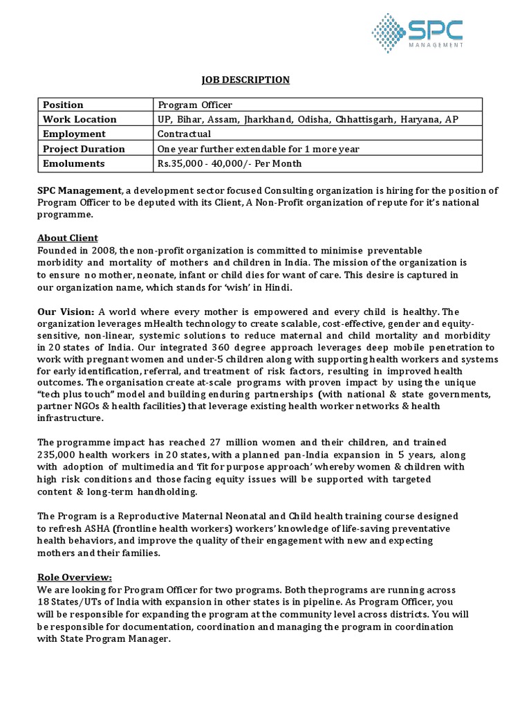 JD - Program Officer-MCH | PDF