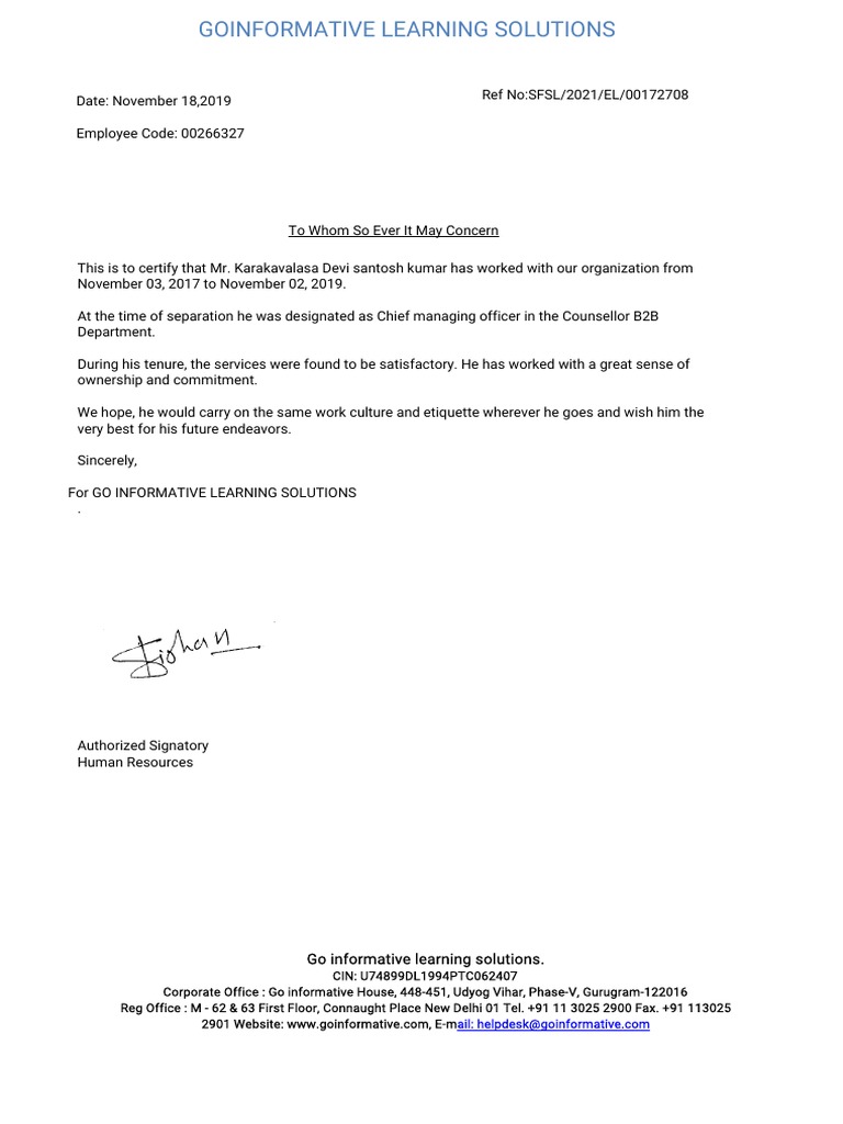 Experience Letter | PDF