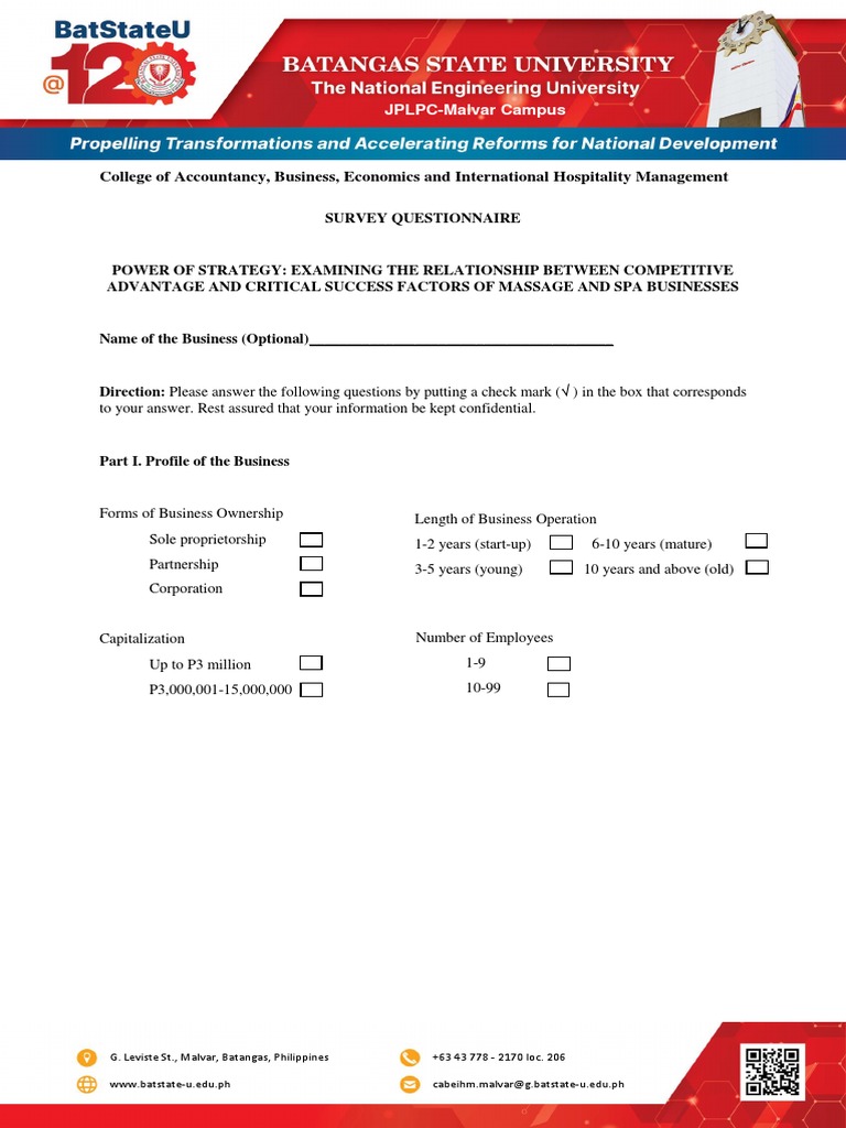 Power of Strategy MM3201 Draft Questionnaire | PDF | Competitive ...