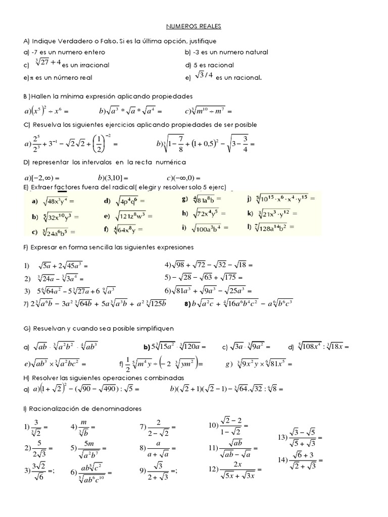 22-Ejercicios de Radicales | PDF | Conceptos matemáticos | Álgebra abstracta