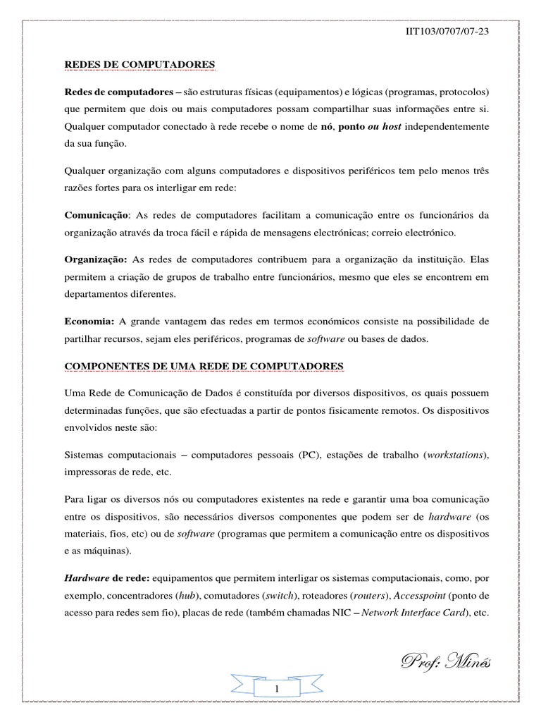 Redes de Computadores | PDF | Rede de computadores | Rede local