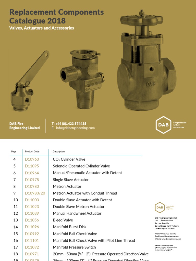 DAB 2018 Componenets Catalogue | PDF | Valve | Actuator