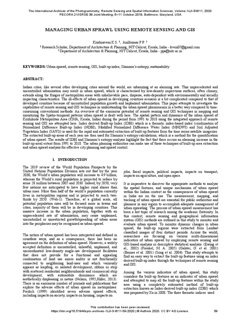 Managing Urban Sprawl Using Remote Sensing and GIS | PDF | Geographic Information System ...