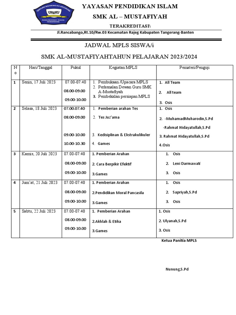 Jadwal MPLS | PDF Jadwal MPLS | PDF