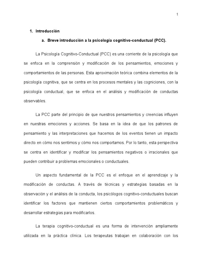 Resumen de La Psicología y Terapia Cognitivo Conductual | Descargar gratis PDF | Terapia de ...