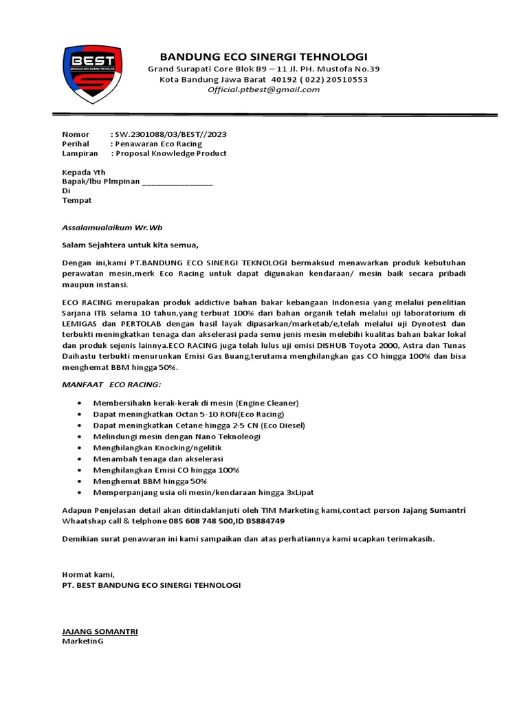 Formulir PT Best Bandung | PDF