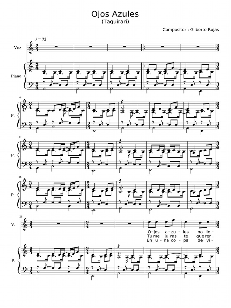 Ojos azules partitura | PDF