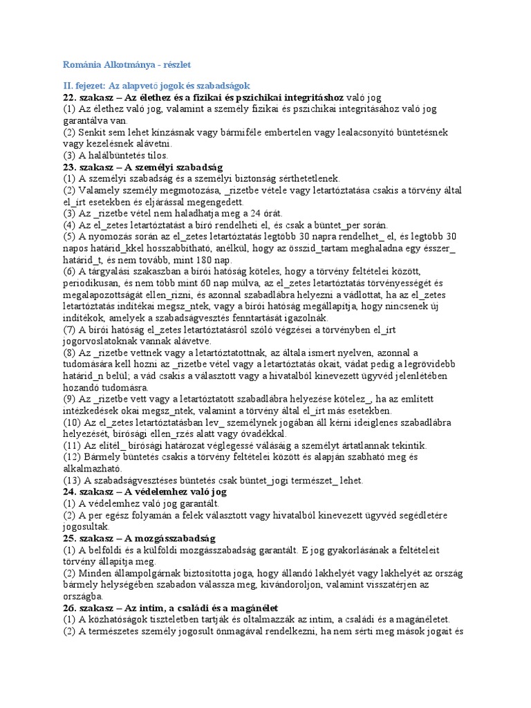 Románia Alkotmánya - Részlet | PDF