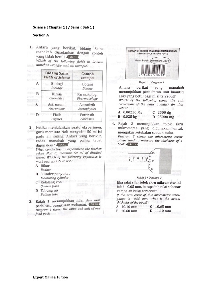 Form 1 Science ( Chapter 1) (1) | PDF