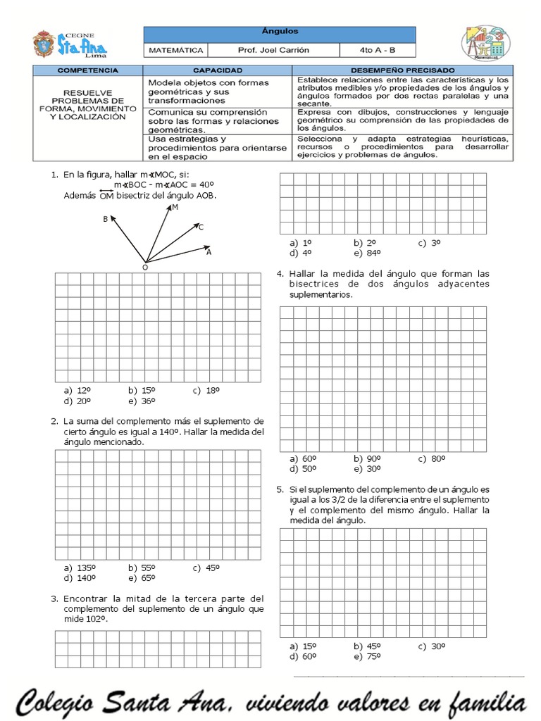 Ángulos 4to | PDF | Ángulo | Geometría Elemental