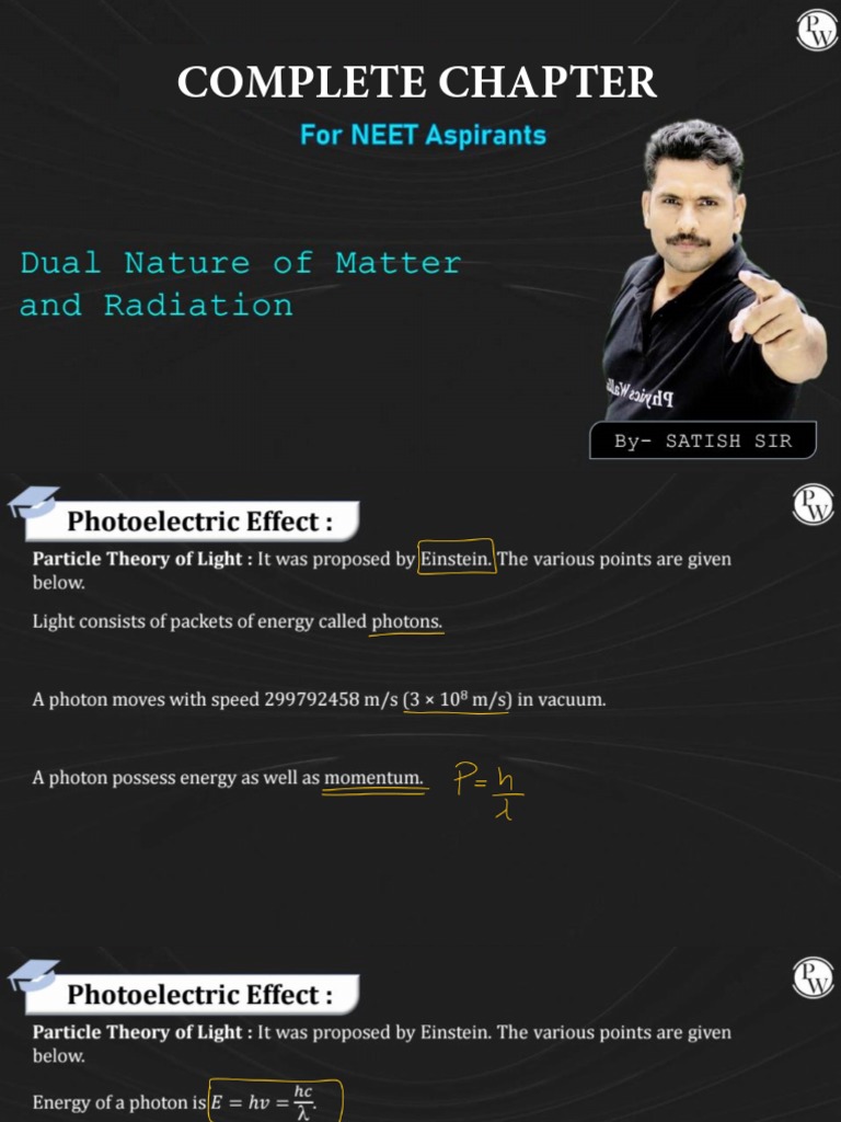 DUAL NATURE OF MATTER AND RADIATION _ Class Notes __ NEET Mindmap | PDF