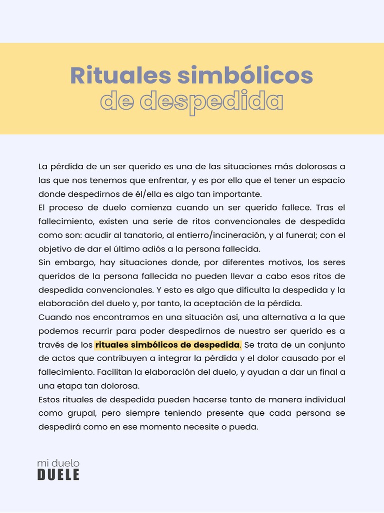 Rituales De Despedida Pdf Dolor Rituales