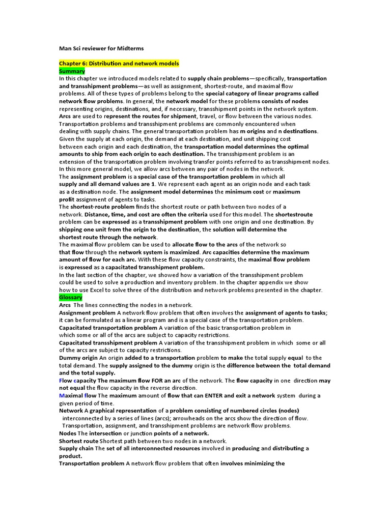 Man Sci Reviewer For Midterms | PDF | Mathematical Optimization ...