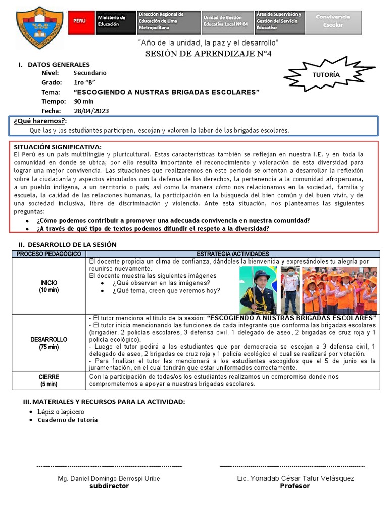 Sesión N°4 Tutoria | PDF | Maestros