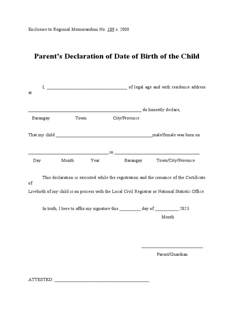 Parents Declaration 2023 | PDF