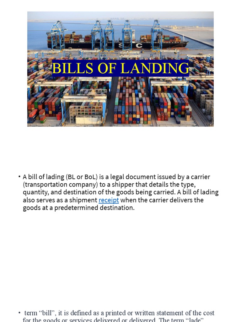 Chapter 6 Bills of Landing | PDF | Bill Of Lading | Cargo