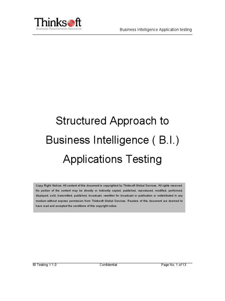 Structured Approach To Bi Testing | PDF | Business Intelligence | Data ...