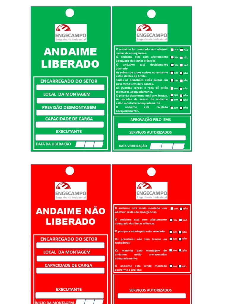 Liberação e Montagem de Andaime | PDF
