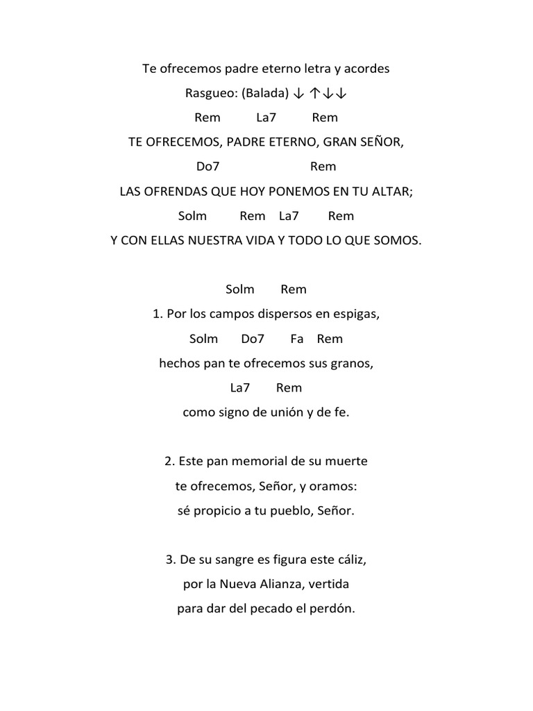 Te Ofrecemos Padre Eterno Letra y Acordes | PDF | Cristo (título ...
