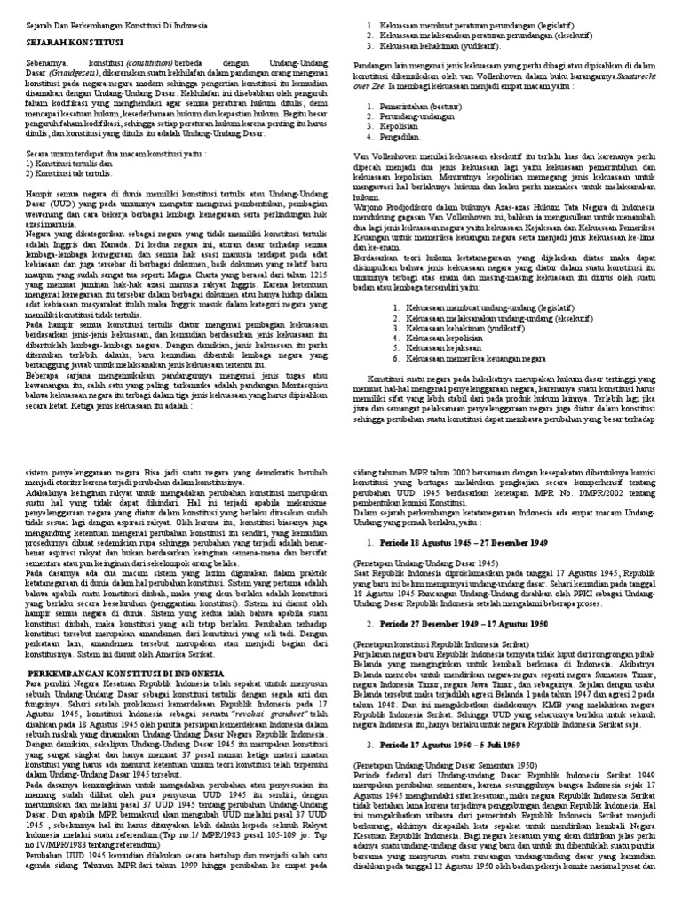 Sejarah Dan Perkembangan Konstitusi Di Indonesia 1 | PDF | Ilmu Sosial ...